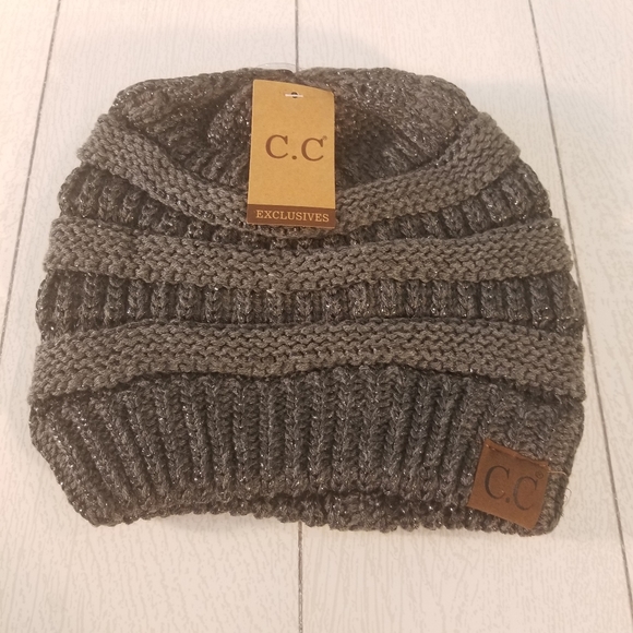 Accessories | Nwt Cc Beanie Womens Grey Metallic Knit Hat | Poshmark
